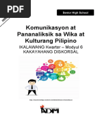 DLP Blg. 15 - Kakayahang Diskorsal at Mga Hakbang Sa Pagbuo NG Sulating Pananaliksik | PDF