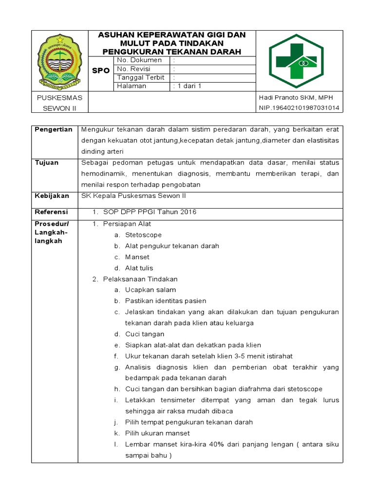 Sop Askep Gilut Pada Tindakan Pengukuran TD | PDF