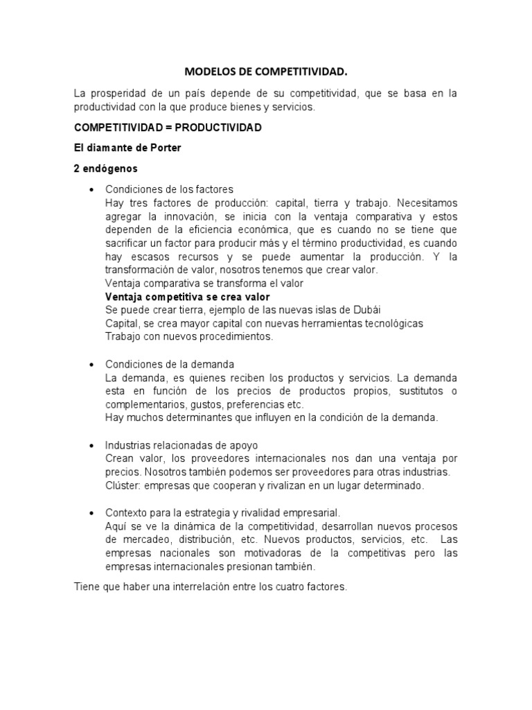 Modelos de Competitividad | PDF | Ventaja comparativa | Business
