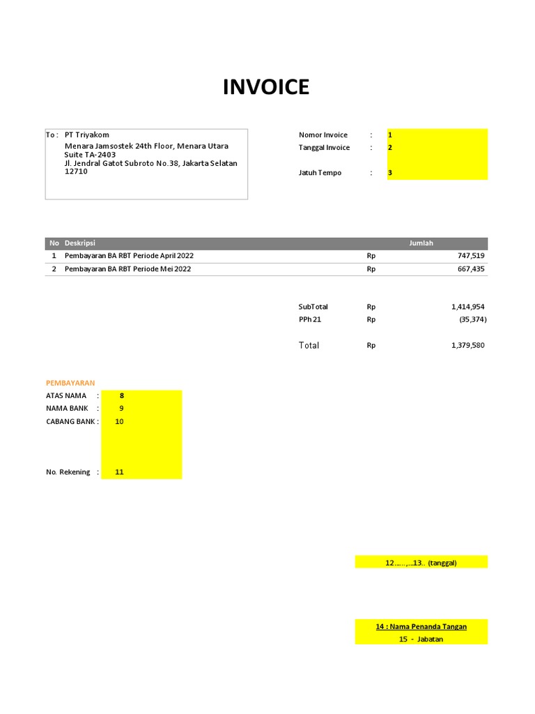 Draft Invoice Perorangan | PDF