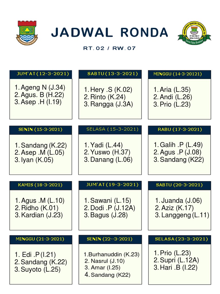 Jadwal Ronda Fix1 | PDF