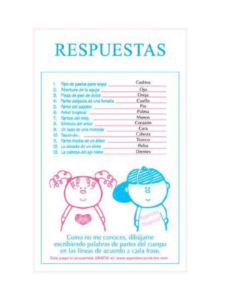 Juegos Partes Del Cuerpo Pdf