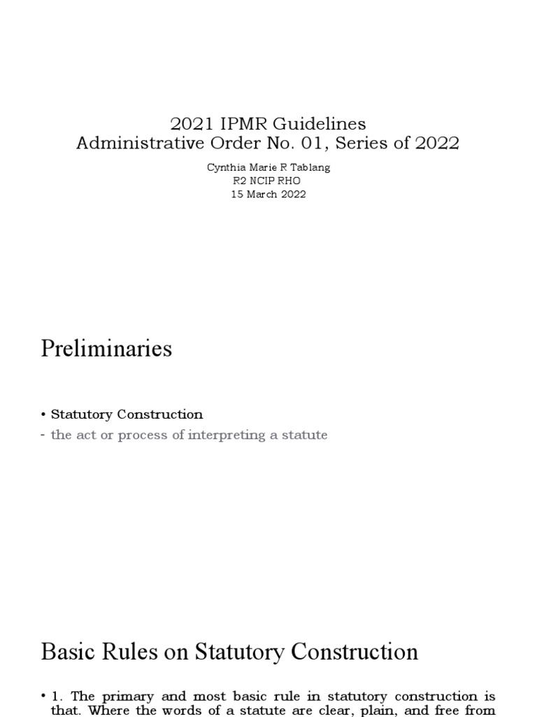 2021 IPMR Guidelines Overview | PDF | Statutory Interpretation | Justice