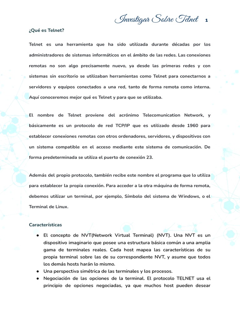 Investigar Sobre Telnet | PDF | Internet | Cubierta segura