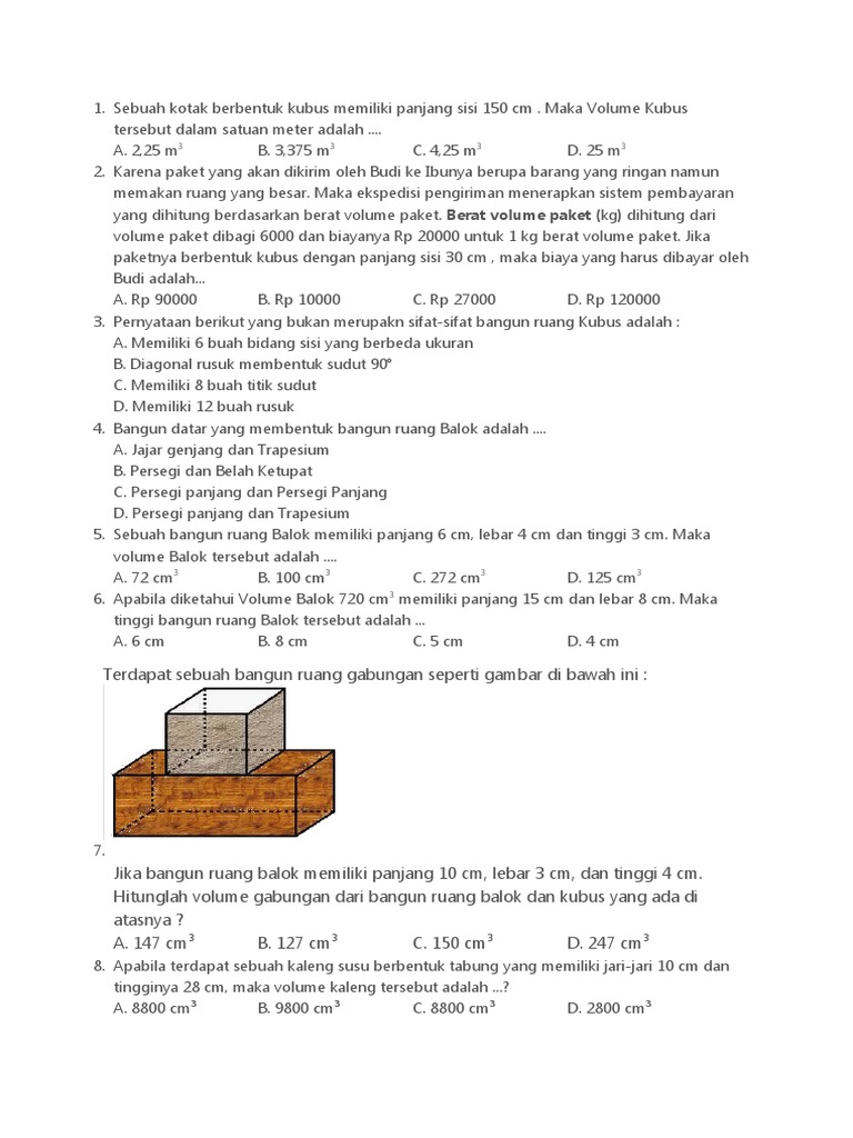 Soal Matematika Bangun Ruang | PDF | Metode & Bahan Ajar | Griya & Taman