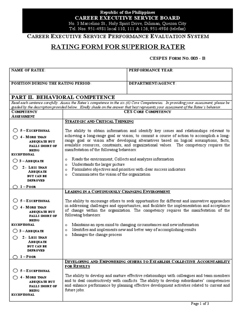 Cespes Form No. 003-b and C - PCRF | PDF | Goal | Performance Appraisal