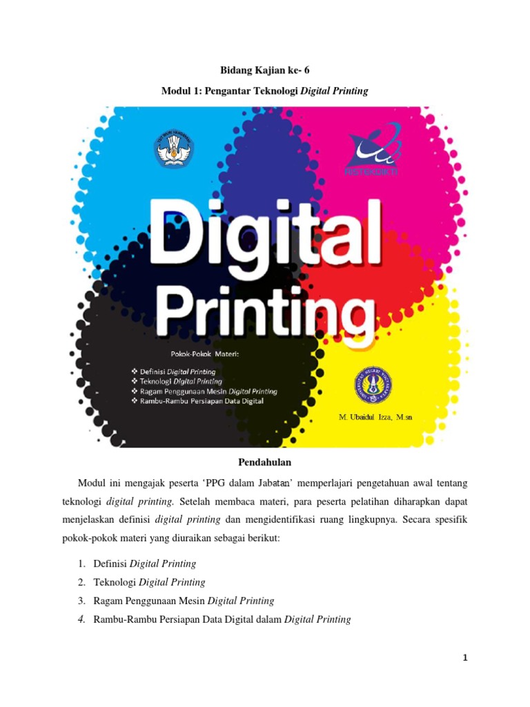 Bidang Kajian Ke - 6 Modul 1 - Pengantar Teknologi Digital Printing | PDF