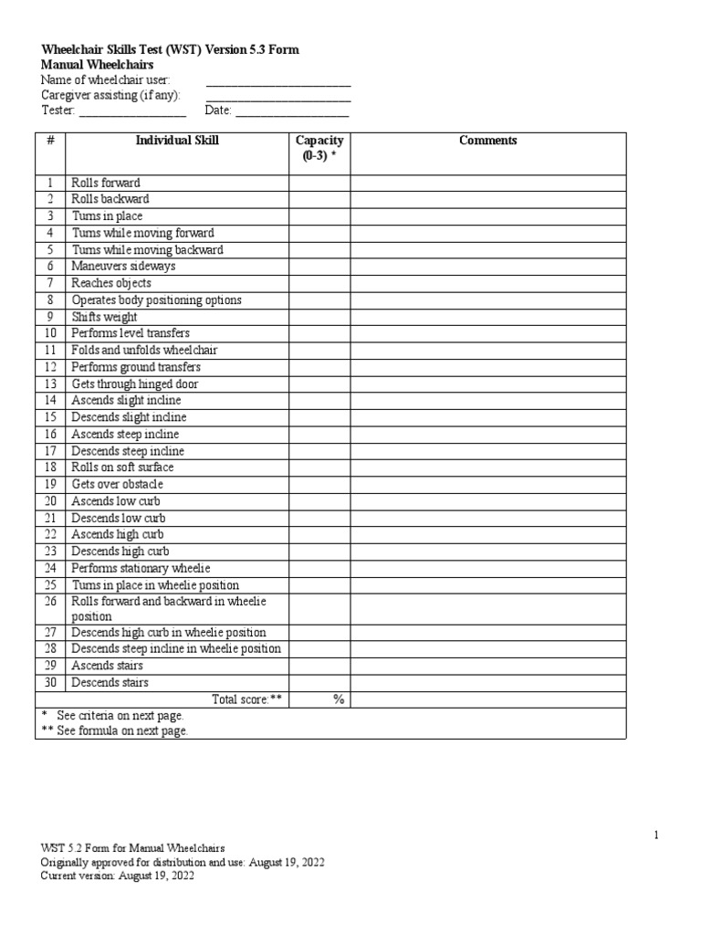 FORM-WST 5 3 1 Manual | PDF | Wheelchair