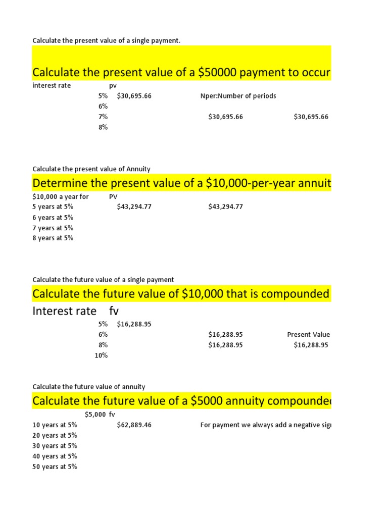 Time Value of Money Exercise Solution | PDF | Finance & Money Management