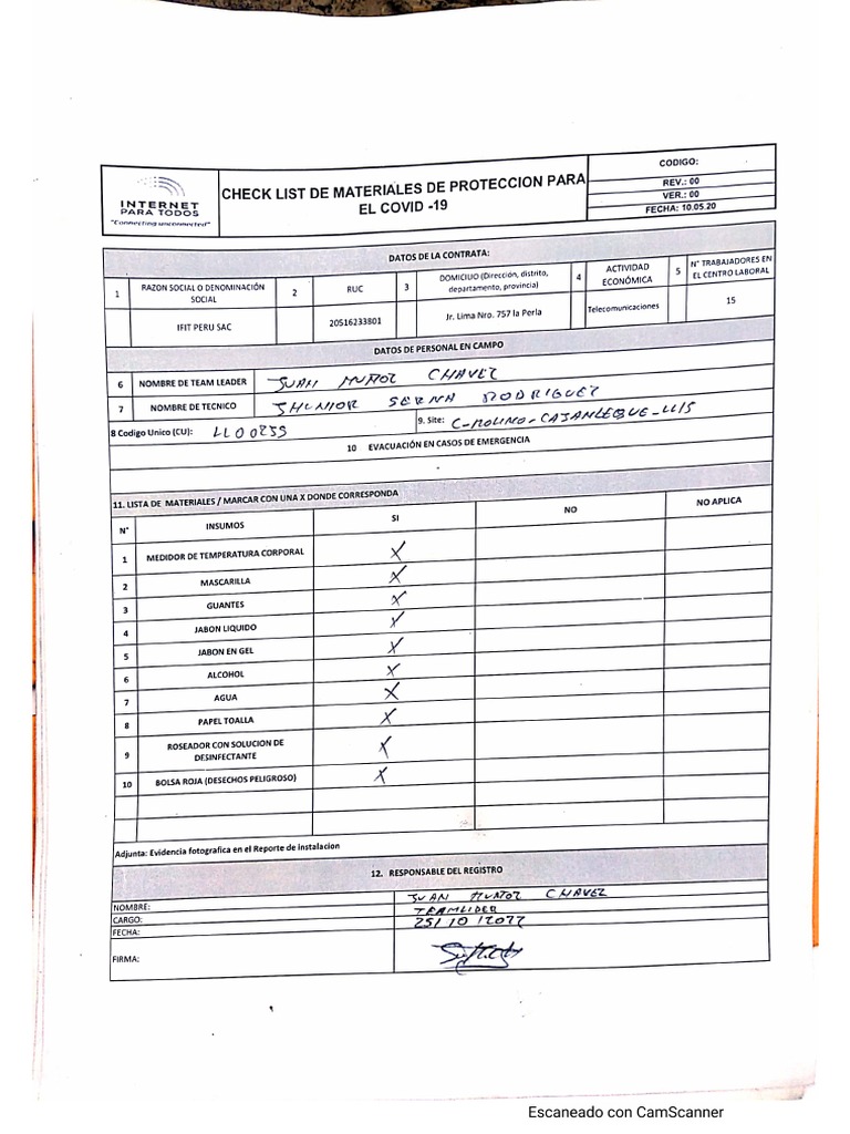 Check List de Materiales Covid-19 | PDF