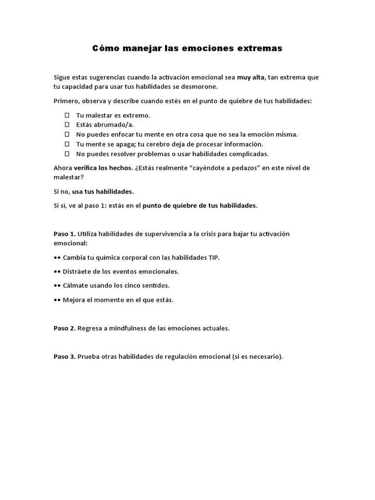 Cómo Manejar Las Emociones Extremas | PDF | Crecimiento personal y ...