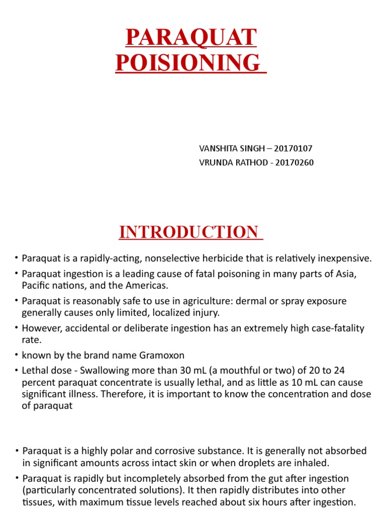 PARAQUAT POISIONING 3rd Block Imed COMPLIED | PDF | Hypoxia (Medical) | Respiratory System