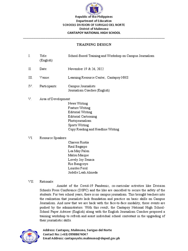 Training Design Campus Journ | PDF | Journalism | Communication