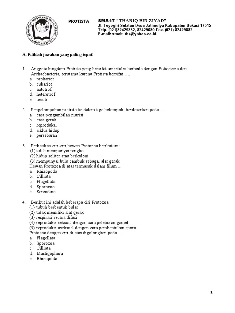 Latihan Soal Protista | PDF
