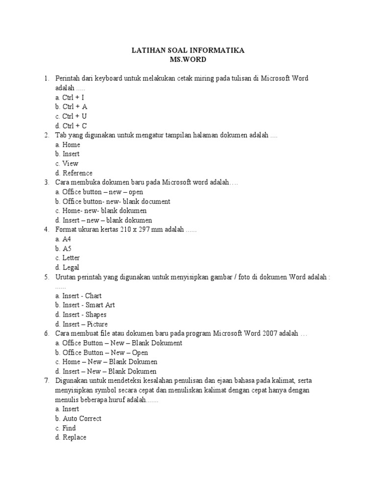 Latihan Soal Informatika | PDF