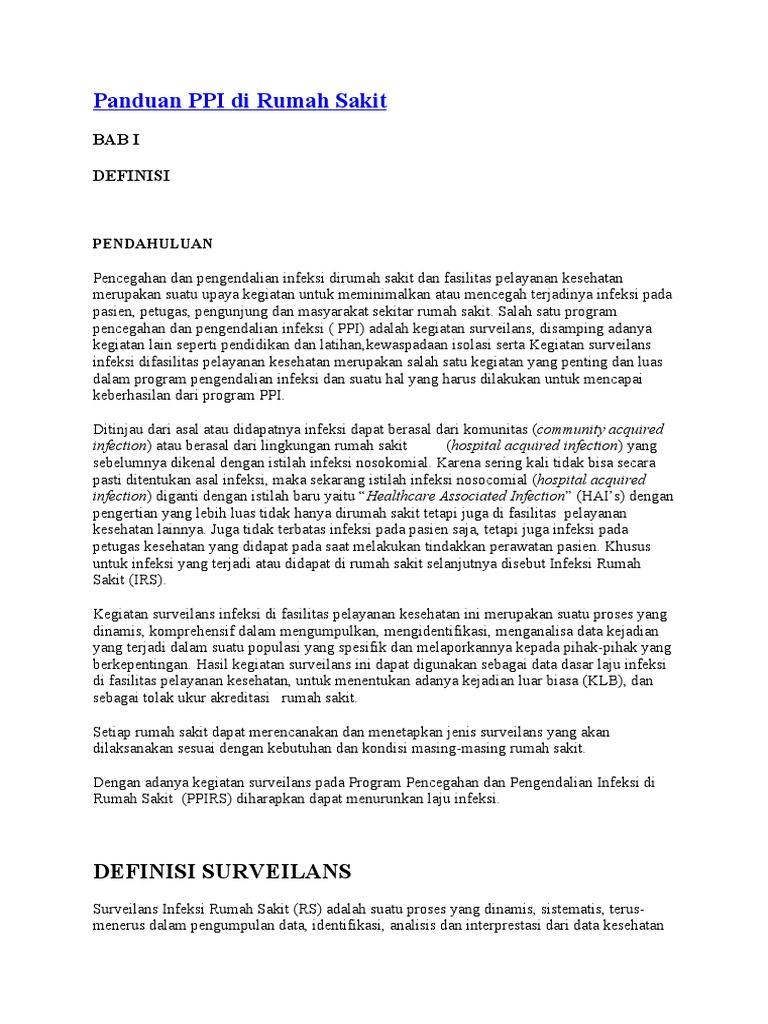 Panduan PPI Di Rumah Sakit | PDF