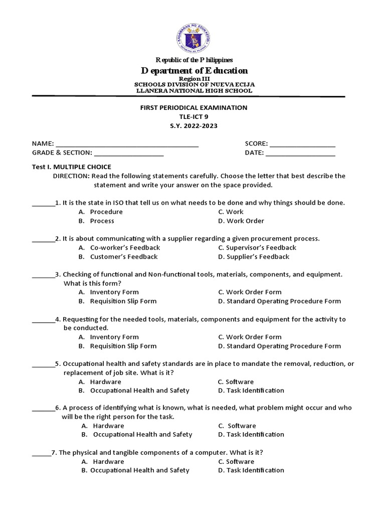 TLE ICT 9-Test | PDF | World Wide Web | Internet & Web