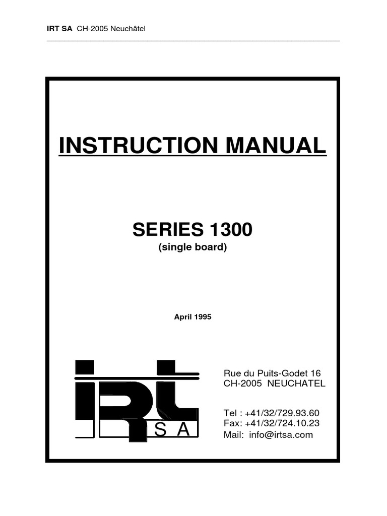 IRT 1300 Drive Manual | PDF | Electric Motor | Electrical Connector