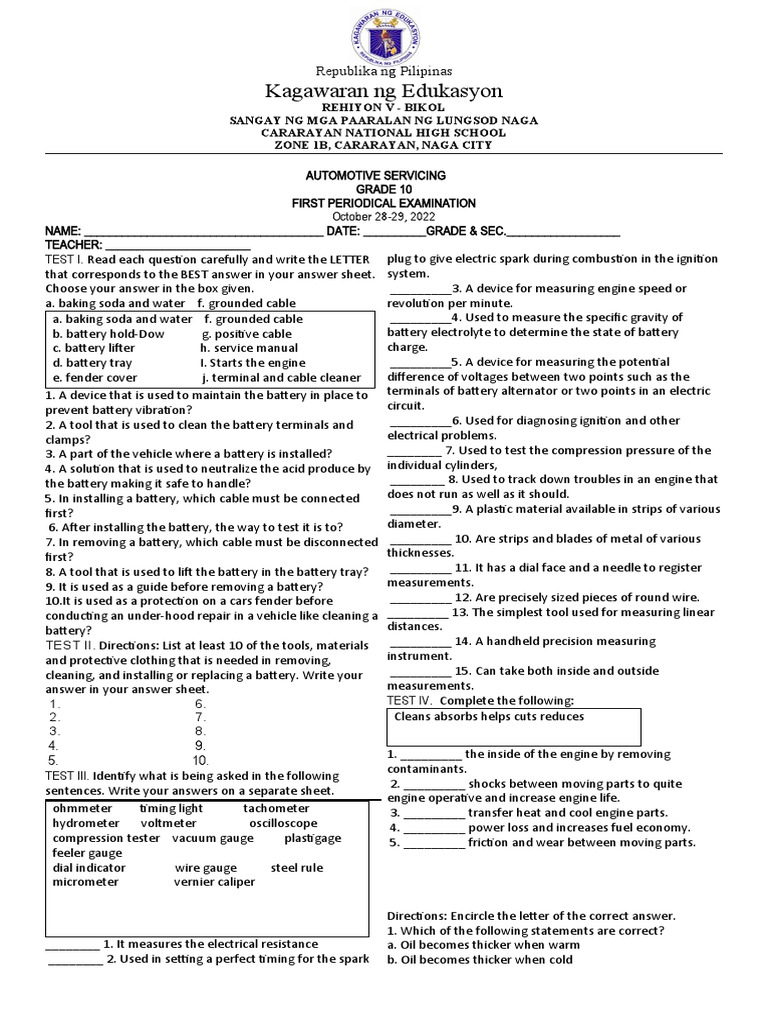 Grade 10 Automotive | PDF | Engines | Sheet Metal