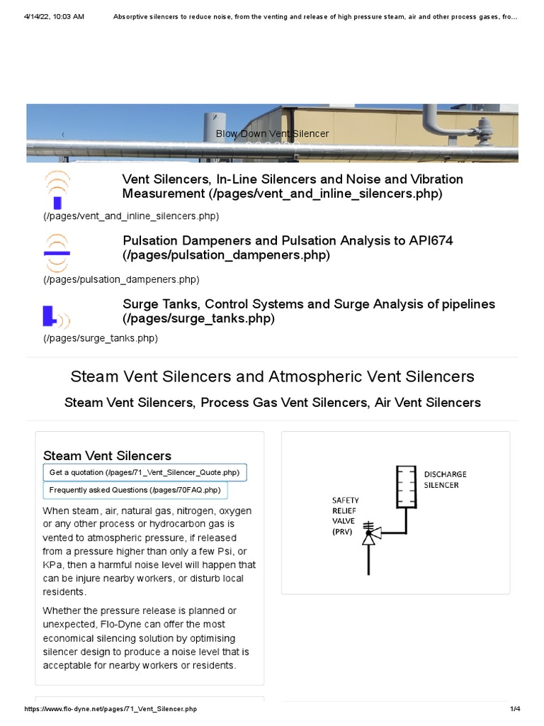 Absorptive Silencers To Reduce Noise, From The Venting and Release of ...