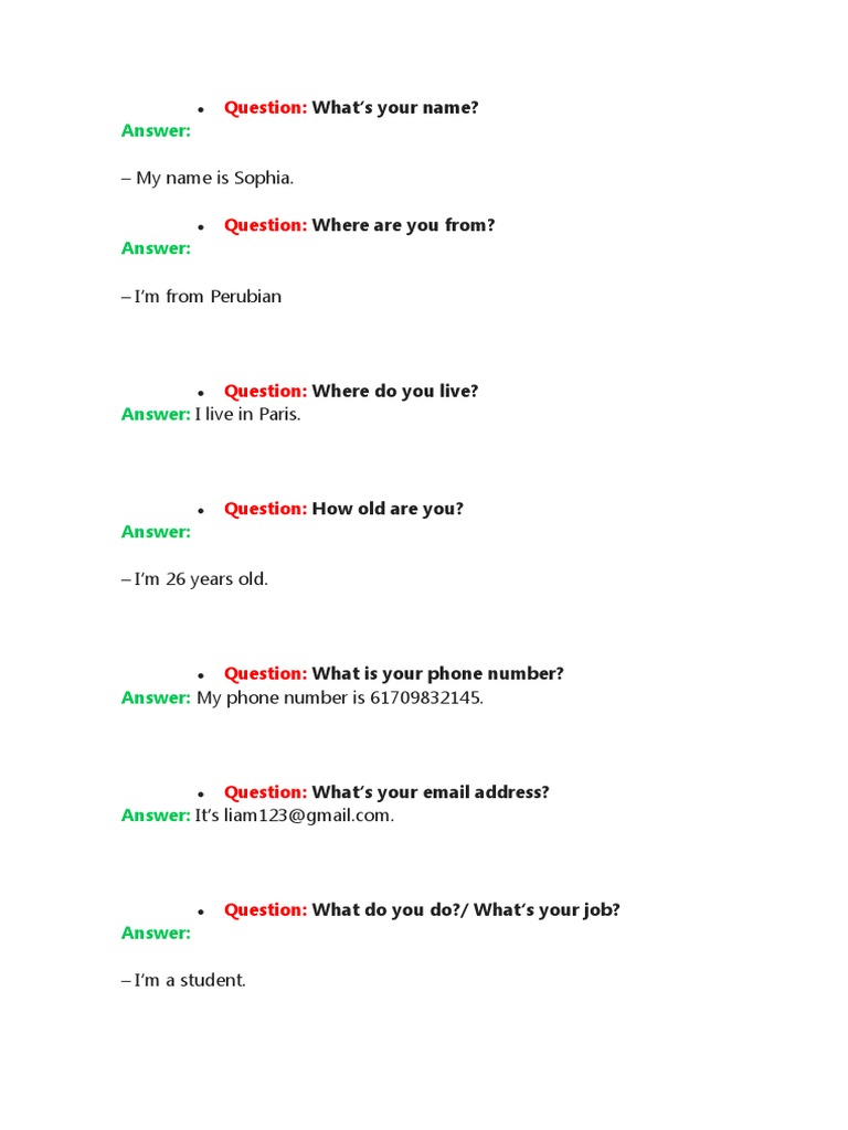 Basic Questions and Answers | PDF