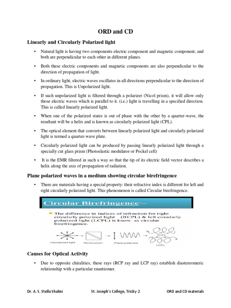 ORD and CD Materials by Dr. SS | PDF | Polarization (Waves ...