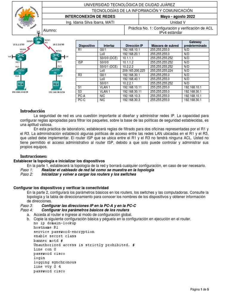 Lab Configuring And Modifying Standard Ipv4 Acls Ilm Pdf Enrutador Computación