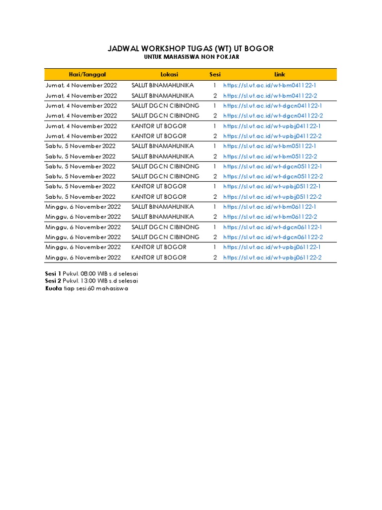Jadwal & Link WT Non Pokjar | PDF | Technology & Engineering