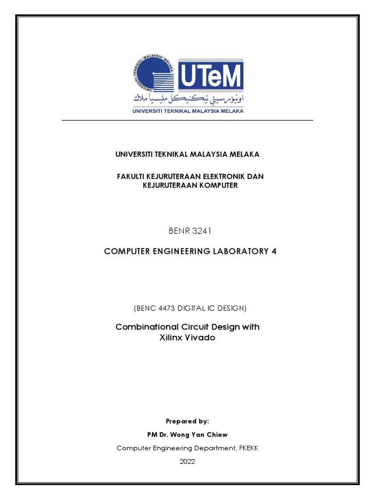 Benr Benc4473 Digital Ic Design Lab1 - 2022 | PDF | Digital Electronics | Electronic Circuits