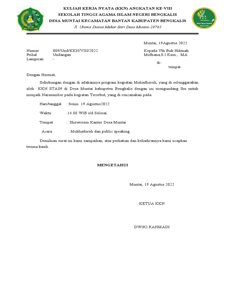 Surat Undangan Narasumber | PDF