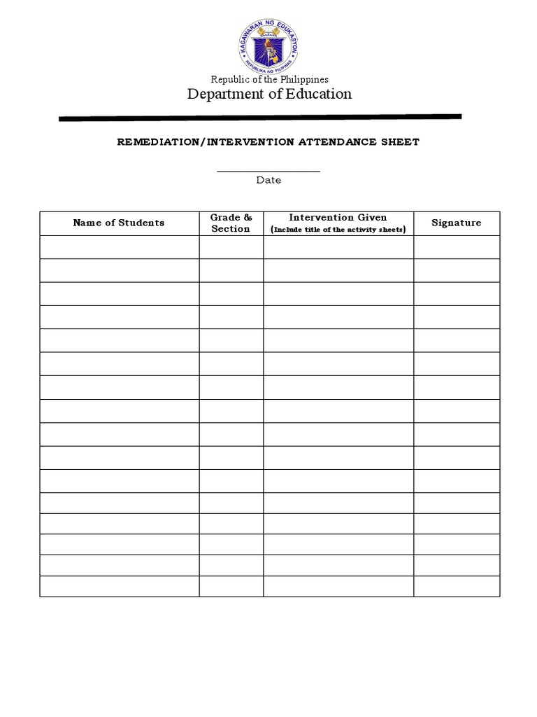 Attendance For Intervention | PDF | Career & Growth