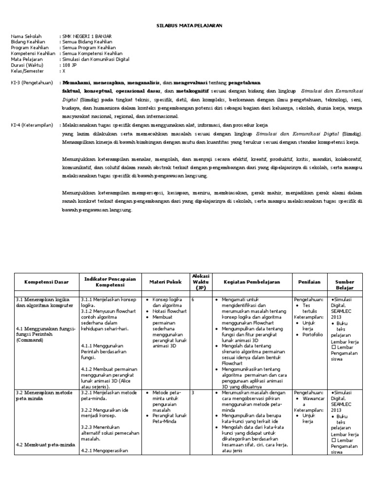 Silabus Simdig | PDF