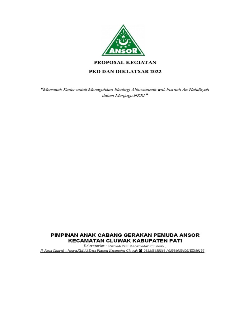 Proposal Kegiatan PKD & Diklatsar 2022 | PDF