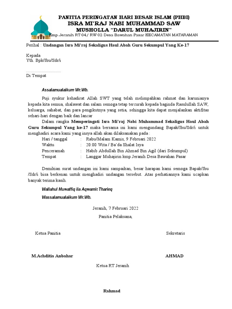 Undangan Isra Miraj JERANIH | PDF | Agama & Spiritualitas
