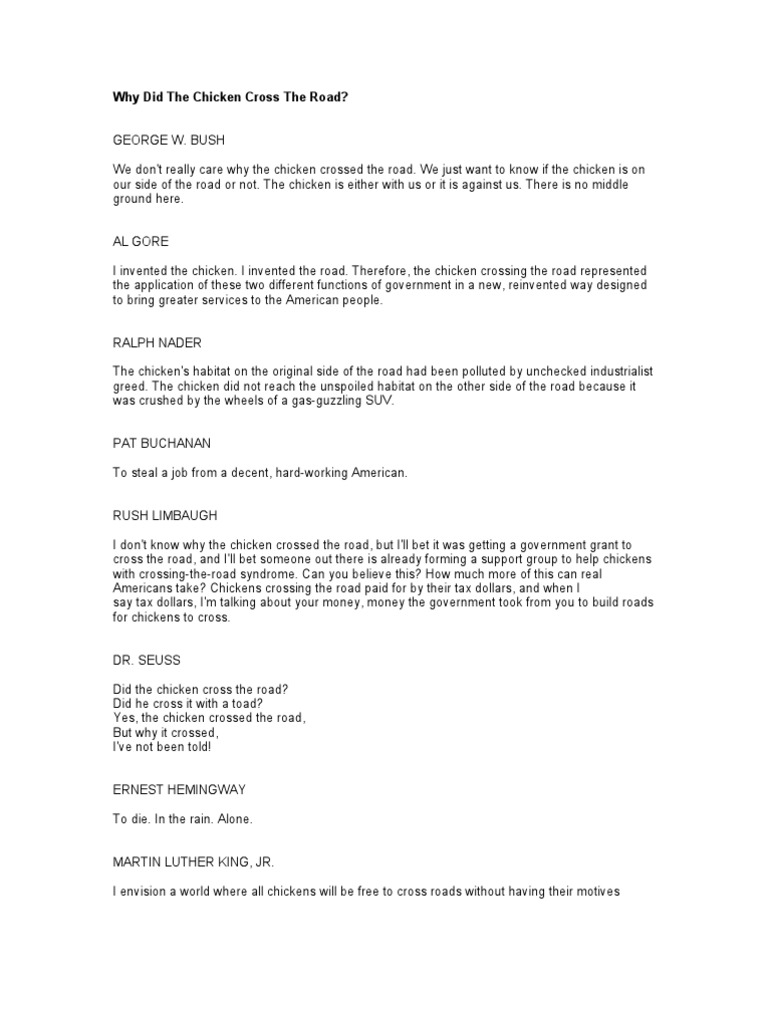 Why Did The Chicken Cross The Road | PDF