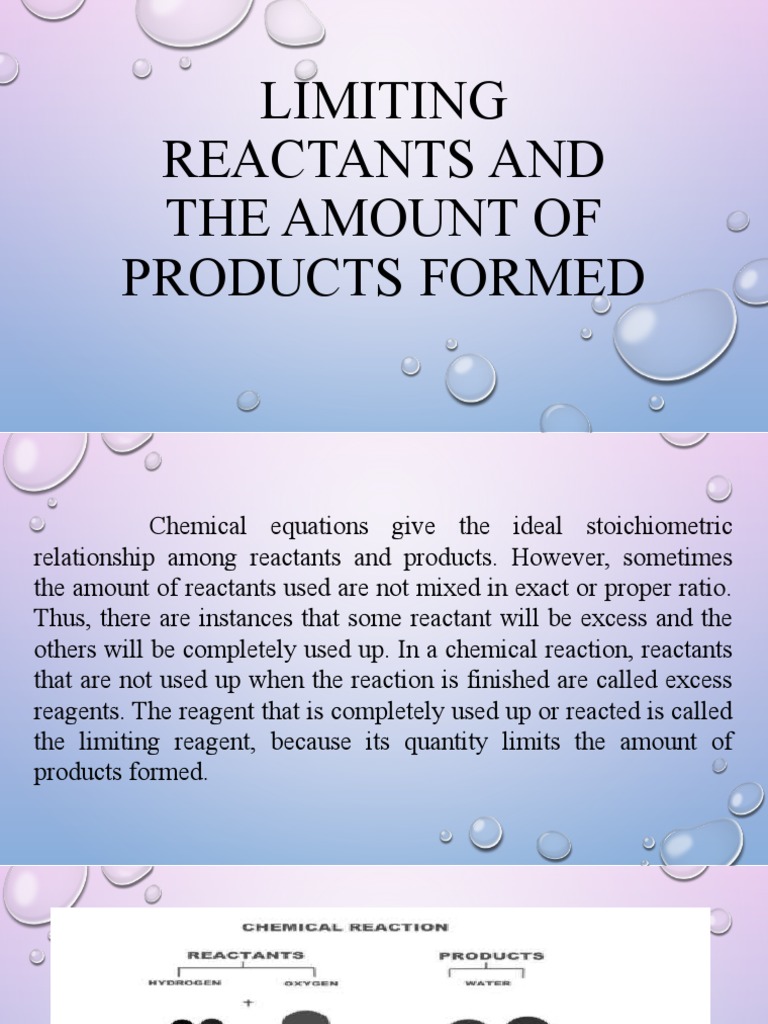 Limiting Reactants and The Amount of Products Formed | PDF ...