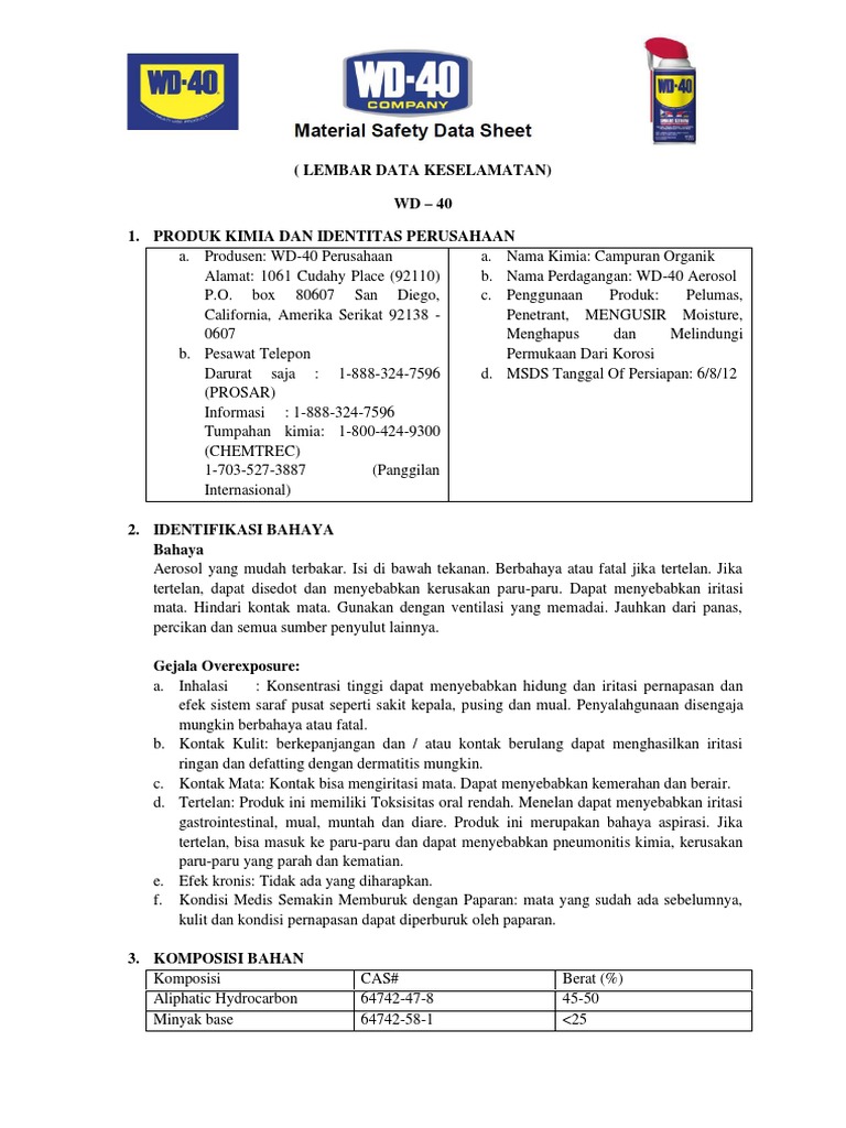 MSDS WD 40 | PDF