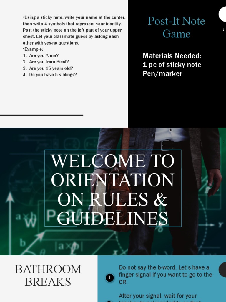 Class Orientation For The First Day of School | PDF