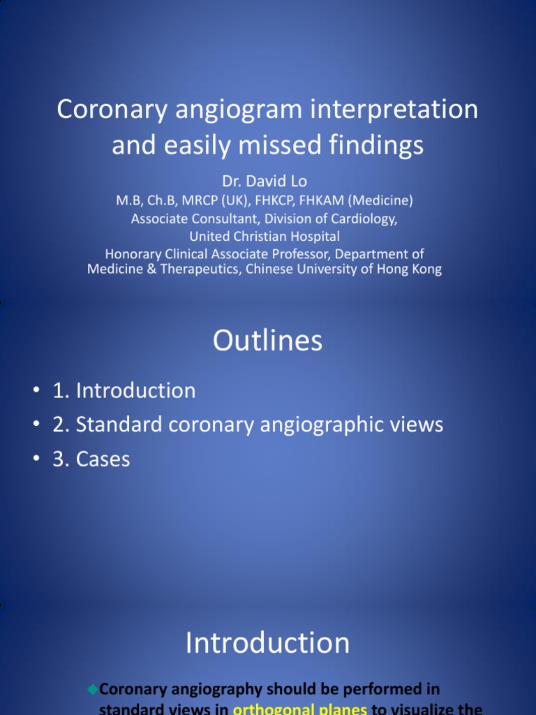 Coronary Angiogram Interpretation Guide | PDF | Angiography ...