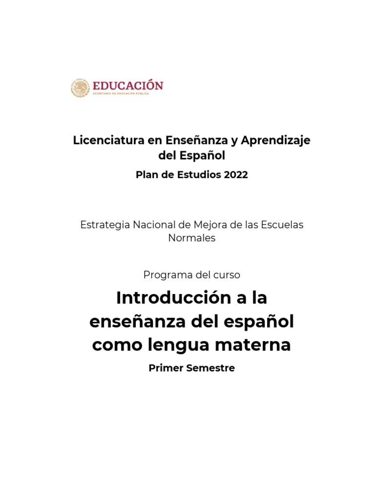 Introducción a la Enseñanza del Español | PDF | Plan de estudios ...