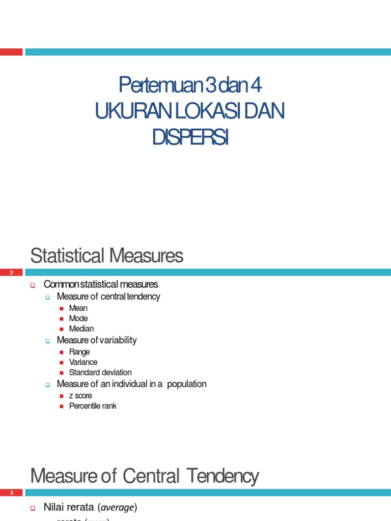 PERTEMUAN 3-4 Ukuran Lokasi Dan Dispersi | PDF