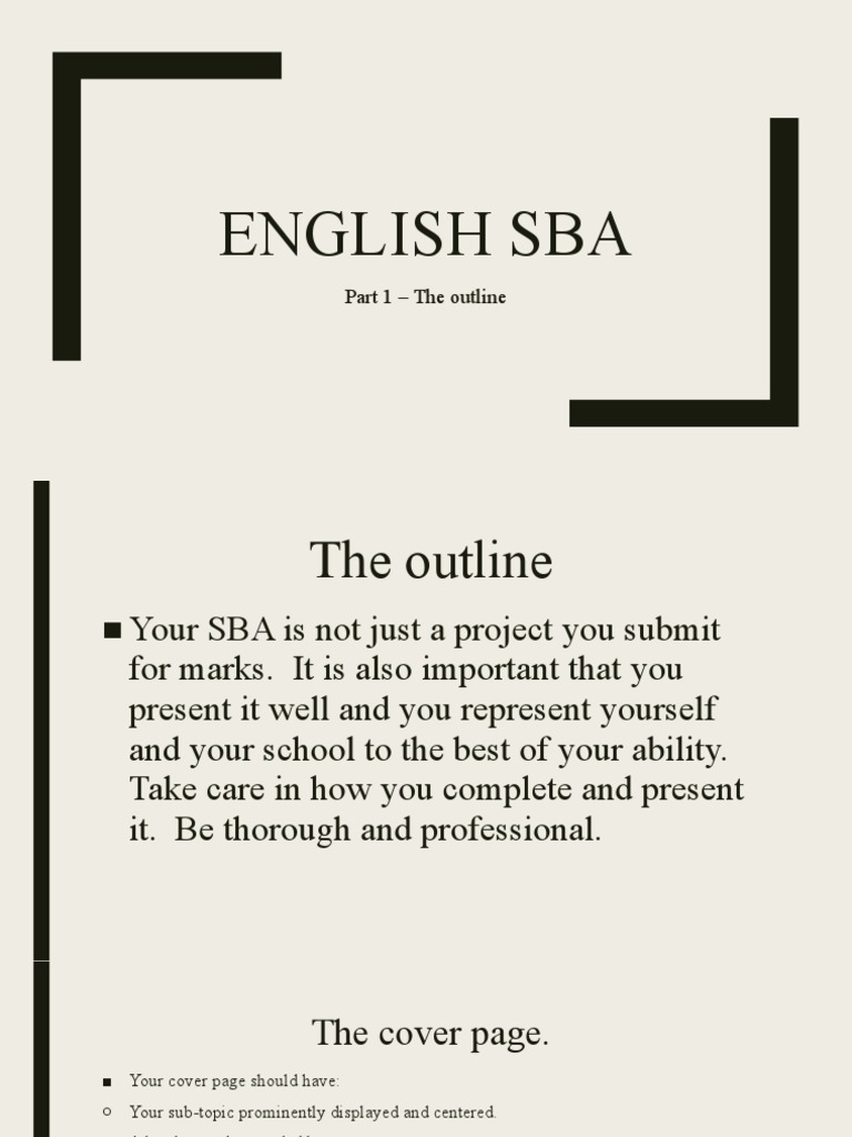 SBA Part 1 - The Outline | PDF