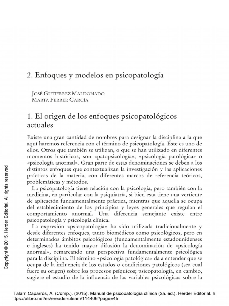 Enfoques y Modelos en Psicopatología | PDF | Psicopatología ...