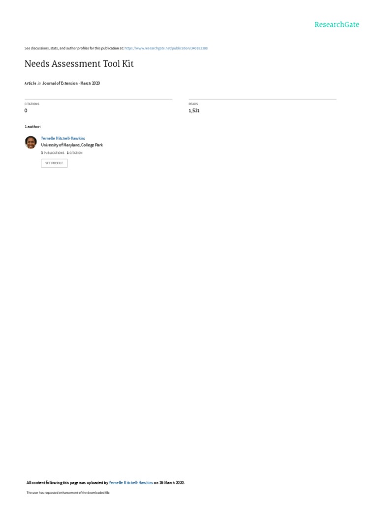 Needs Assessment Tool Kit | PDF | Needs Assessment | Focus Group