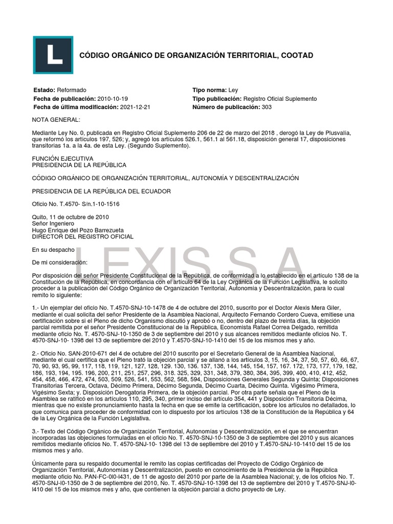 Cootad Ecuador | PDF | Gobierno | Ecuador