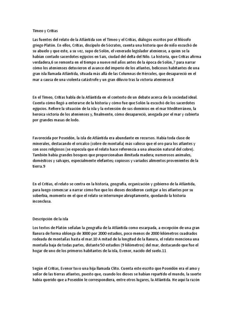 Timeo y Critias | PDF | Atlantis