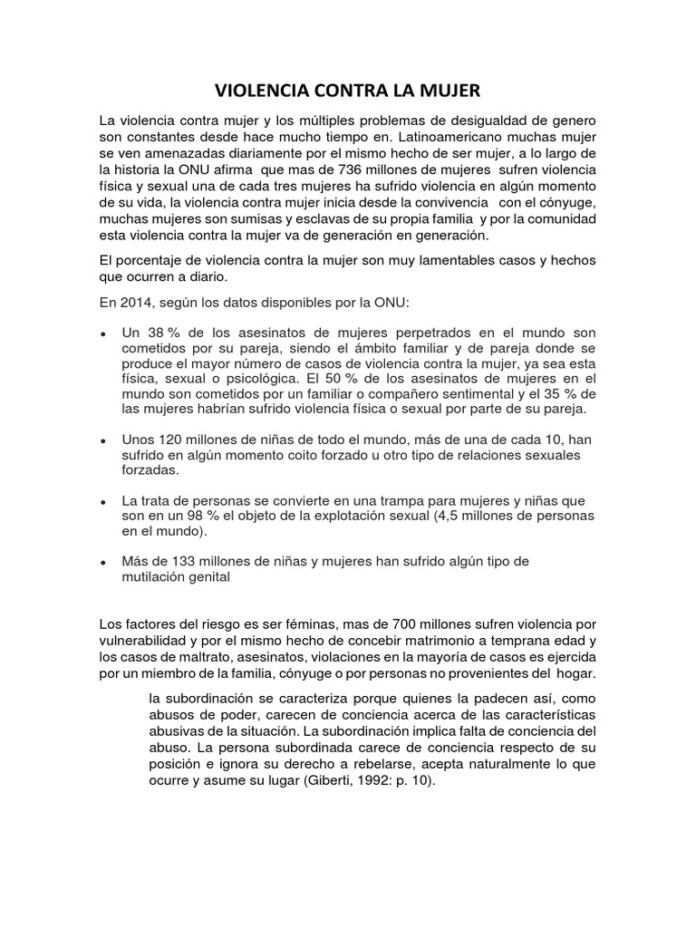 Violencia Contra La Mujer | PDF | La violencia contra las mujeres | Violencia de género