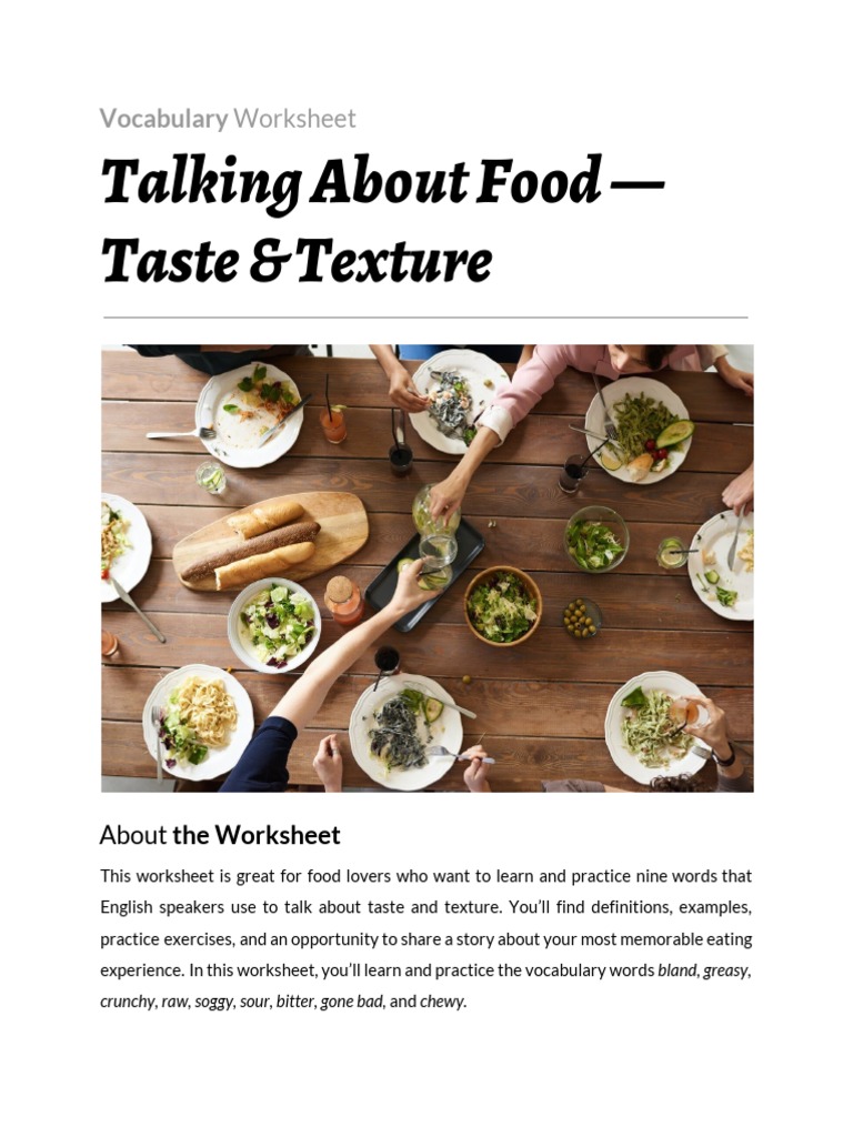 Talking About Food Taste and Texture | PDF | Taste | Foods