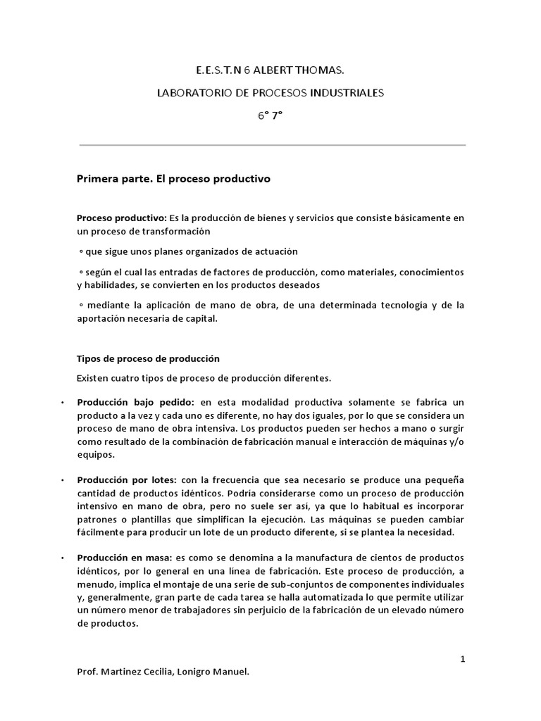 Laboratorio De Procesos Industriales 6° 7ma Pdf Business Economias