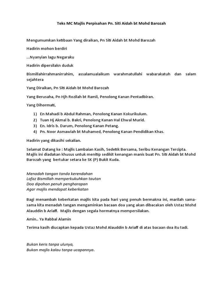 Teks-MC-Majlis-Perpisahan-Guru Besar | PDF